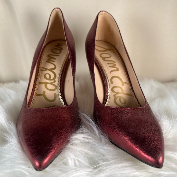 Sam Edelman | Shoes | Sam Edelman Metallic Red Heels | Poshmark